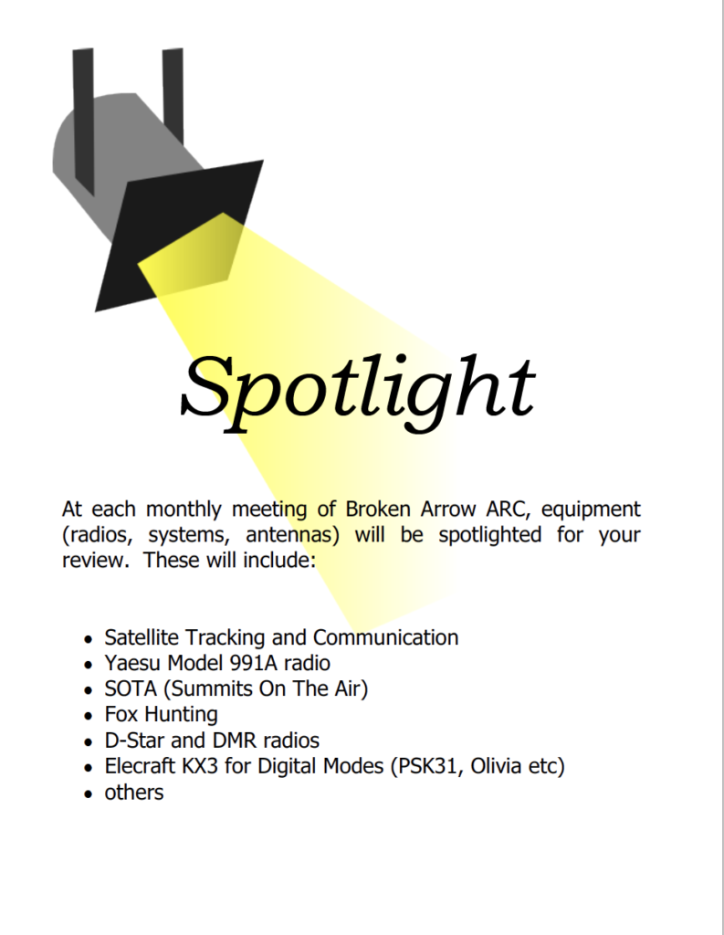 BROKEN ARROW AMATEUR RADIO CLUB » Hamgram #4 – Spotlight Flyer